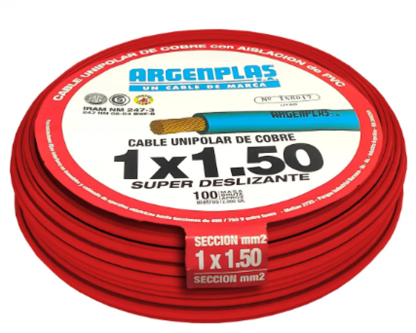 Cable 1x1.5 Mm Argenplas X 100mts Rojo Envío Gratis - LIBRE OPCIÓN